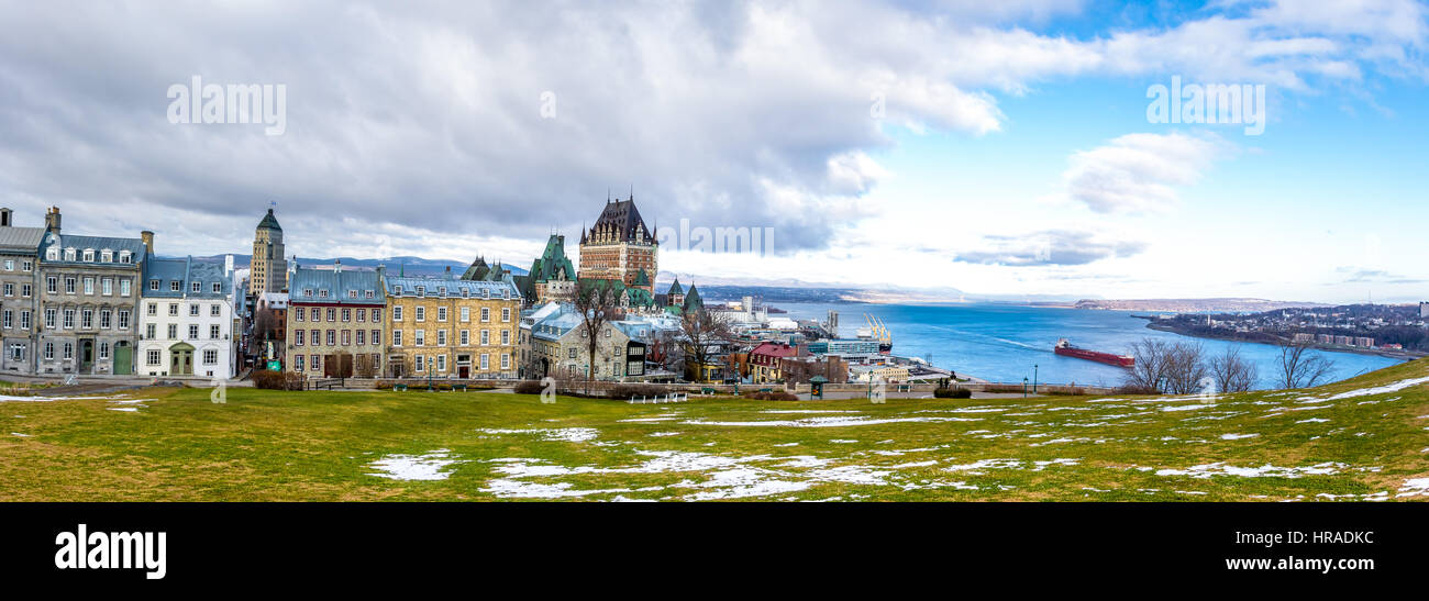 Panoramic view of Quebec City skyline with Chateau Frontenac and Saint ...