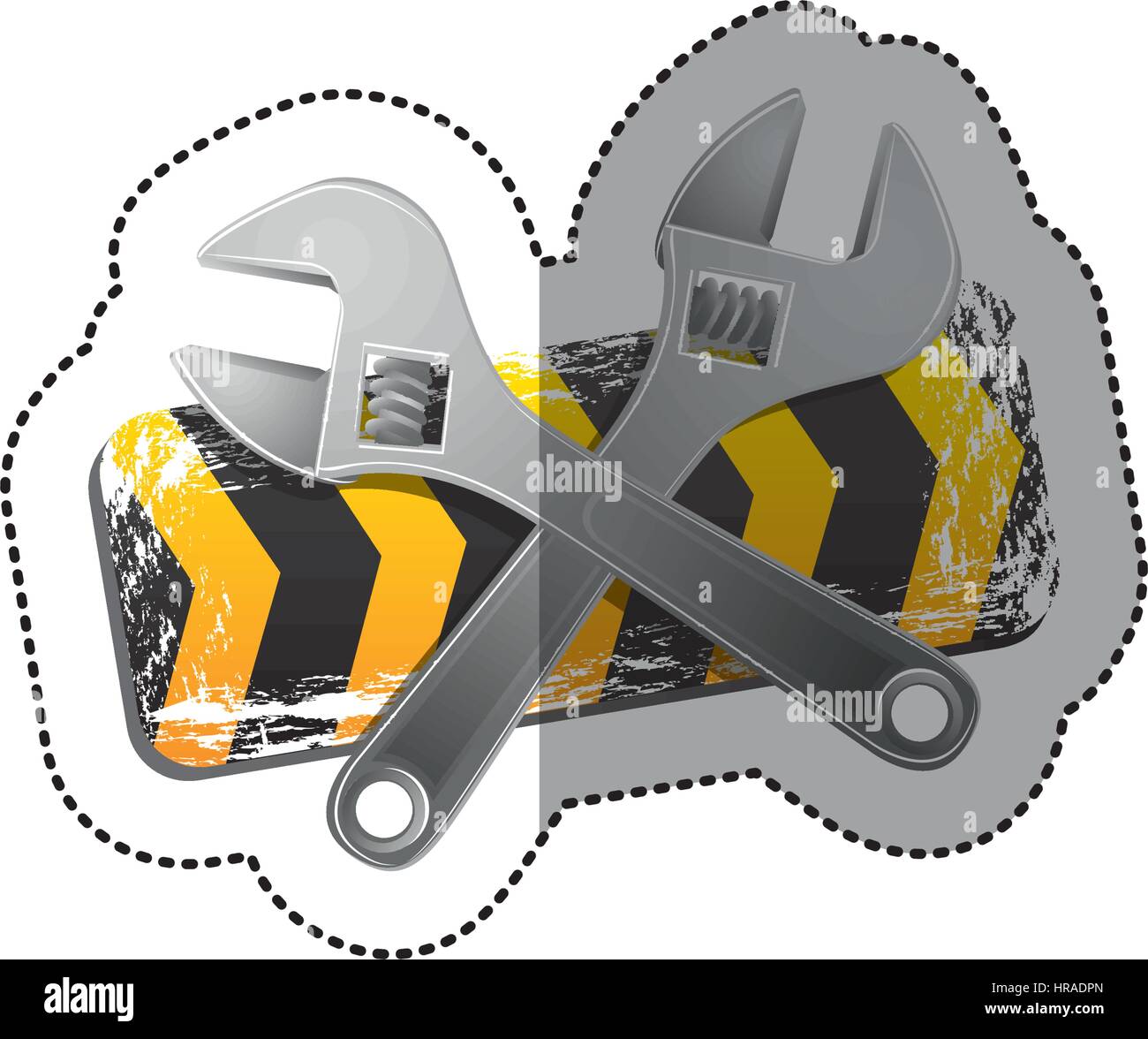 sticker barrier icon line construction with set wrench tools Stock ...