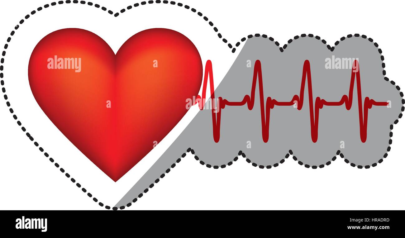 sticker heart shape with beats and signs life Stock Vector Image & Art ...
