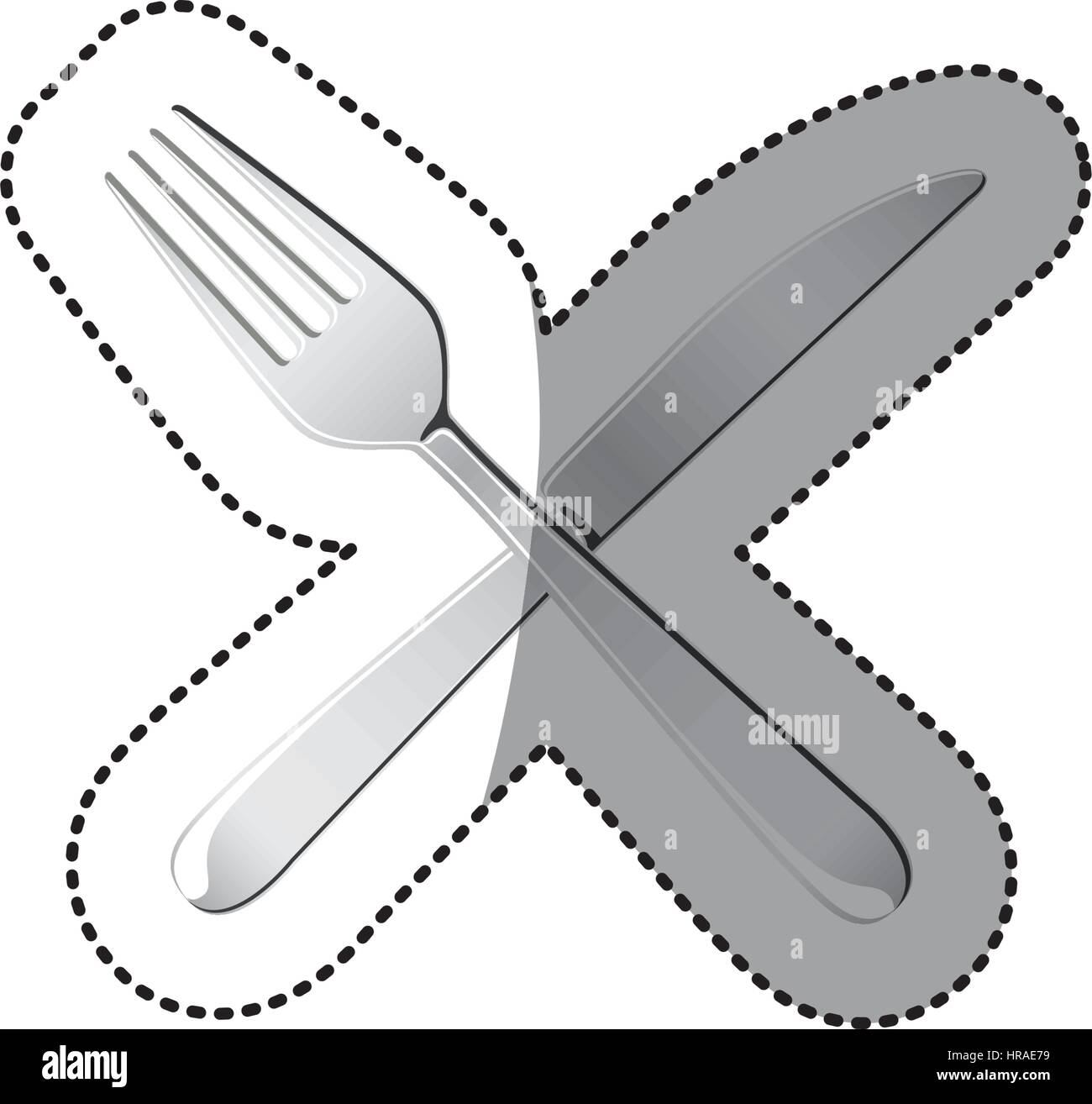 sticker set cutlery knife and fork kitchen elements Stock Vector Image ...