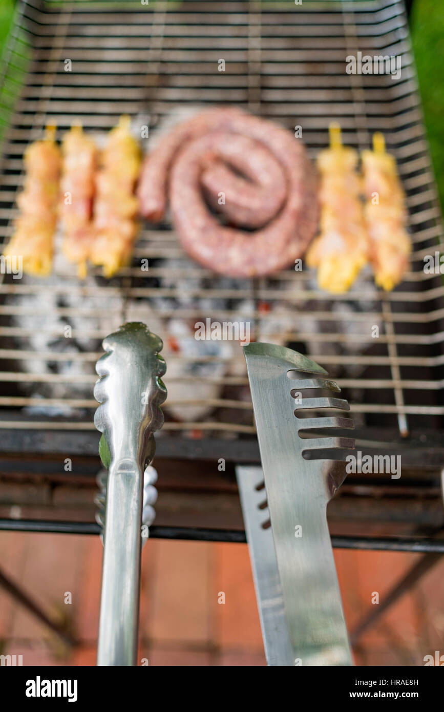 Meat on a braai or barbecue in Zimbabwe, Africa Stock Photo - Alamy