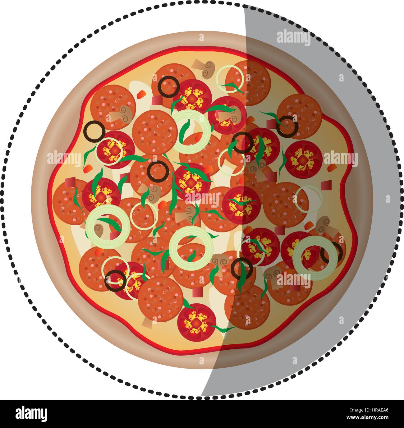 sticker colorful rounded pizza icon fast food Stock Vector Image & Art ...