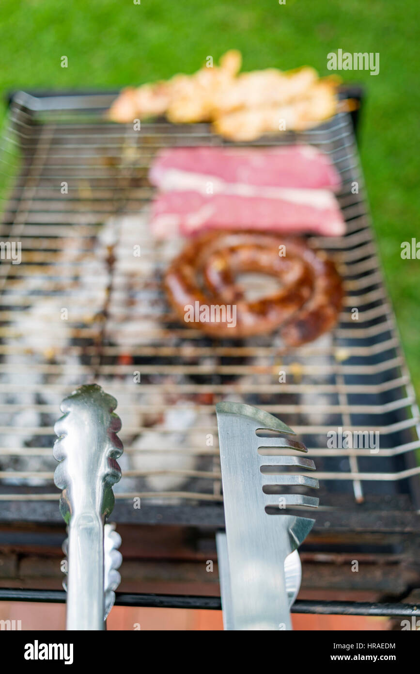 Meat on a braai or barbecue in Zimbabwe, Africa Stock Photo - Alamy