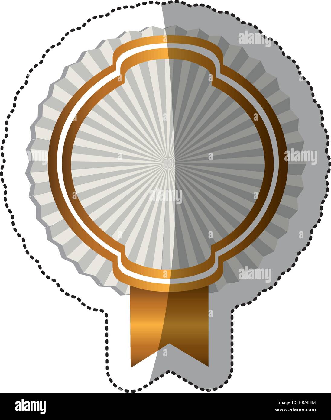 sticker radial background with golden heraldic border and ribbon Stock ...