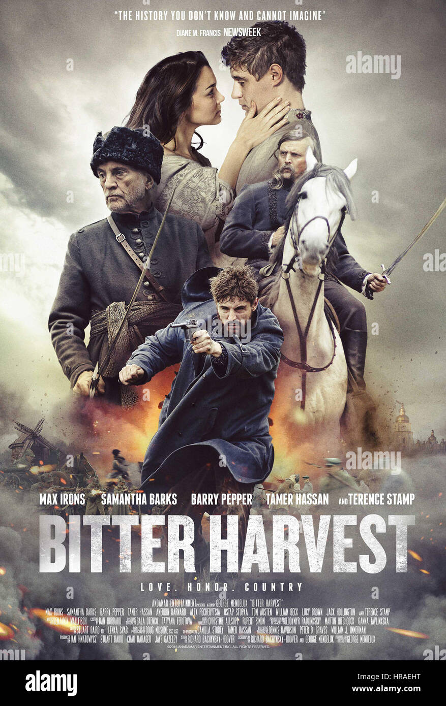 BITTER HARVEST, poster, from top: Max Irons, Samantha Barks, Barry ...