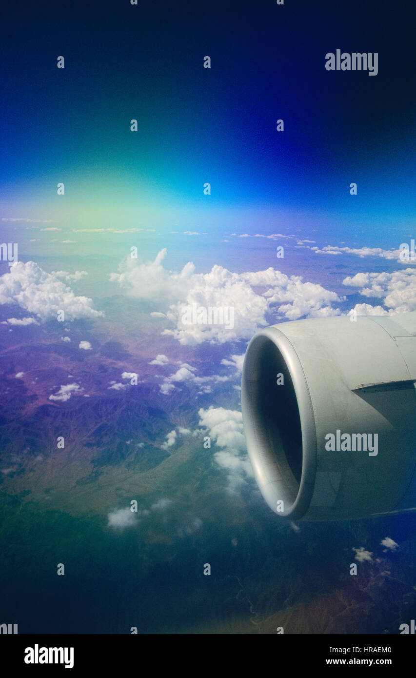 Jet engine of airplane in flight Stock Photo - Alamy