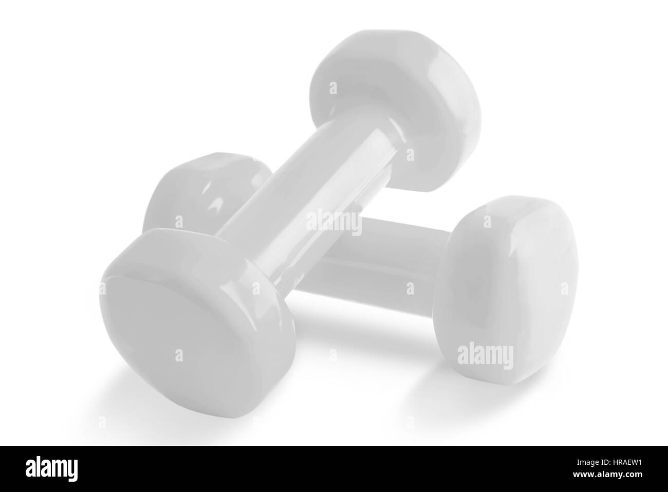 Two of white dumbbells, Isolated on white background Stock Photo - Alamy