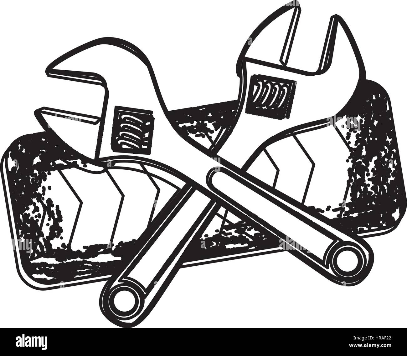 silhouette set wrench tools barrier icon line construction Stock Vector ...