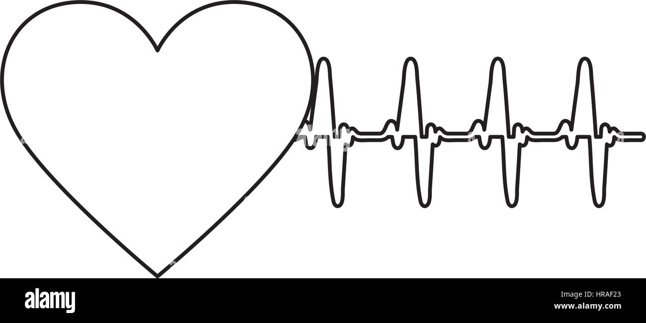 silhouette heart shape with beats and signs life Stock Vector Image ...