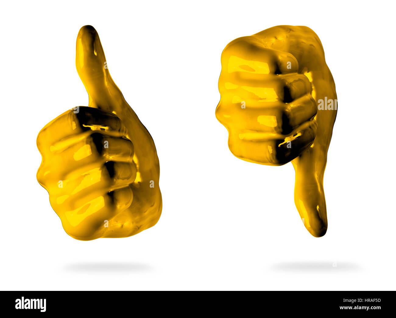 Golden hands sign thumbs up, Isolated on white background Stock Photo ...