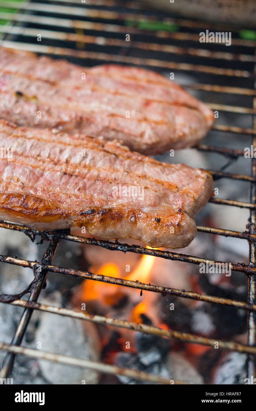 Meat on a braai or barbecue in Zimbabwe Stock Photo - Alamy