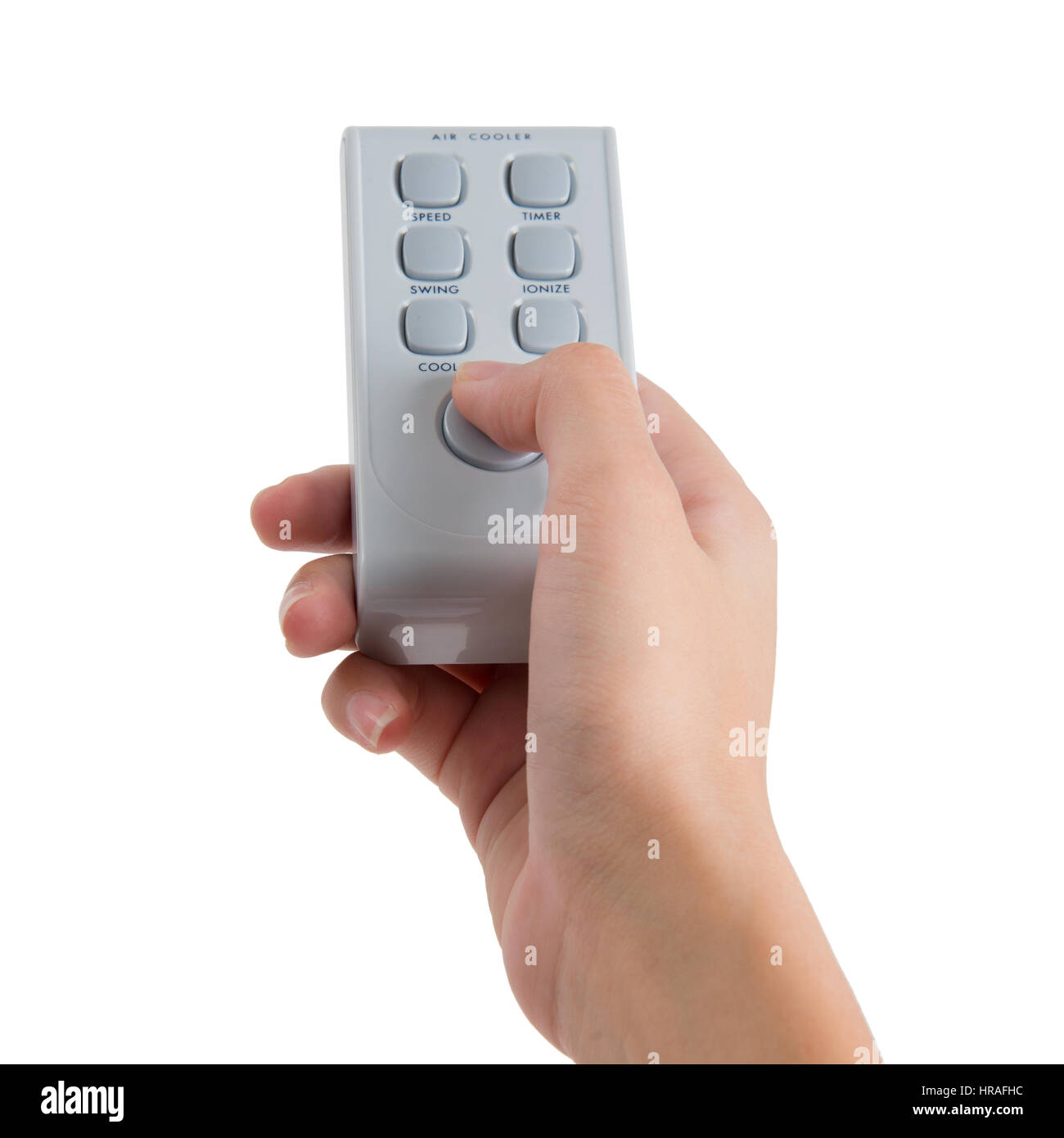 woman hand holding remote control, isolated on white background Stock ...