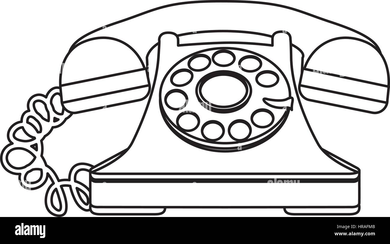 silhouette antique phone with auricular and cord Stock Vector Image ...