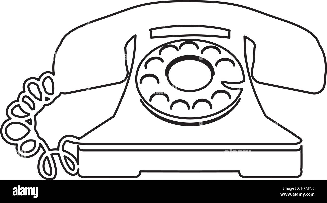 sketch antique phone with auricular and cord Stock Vector Image & Art ...