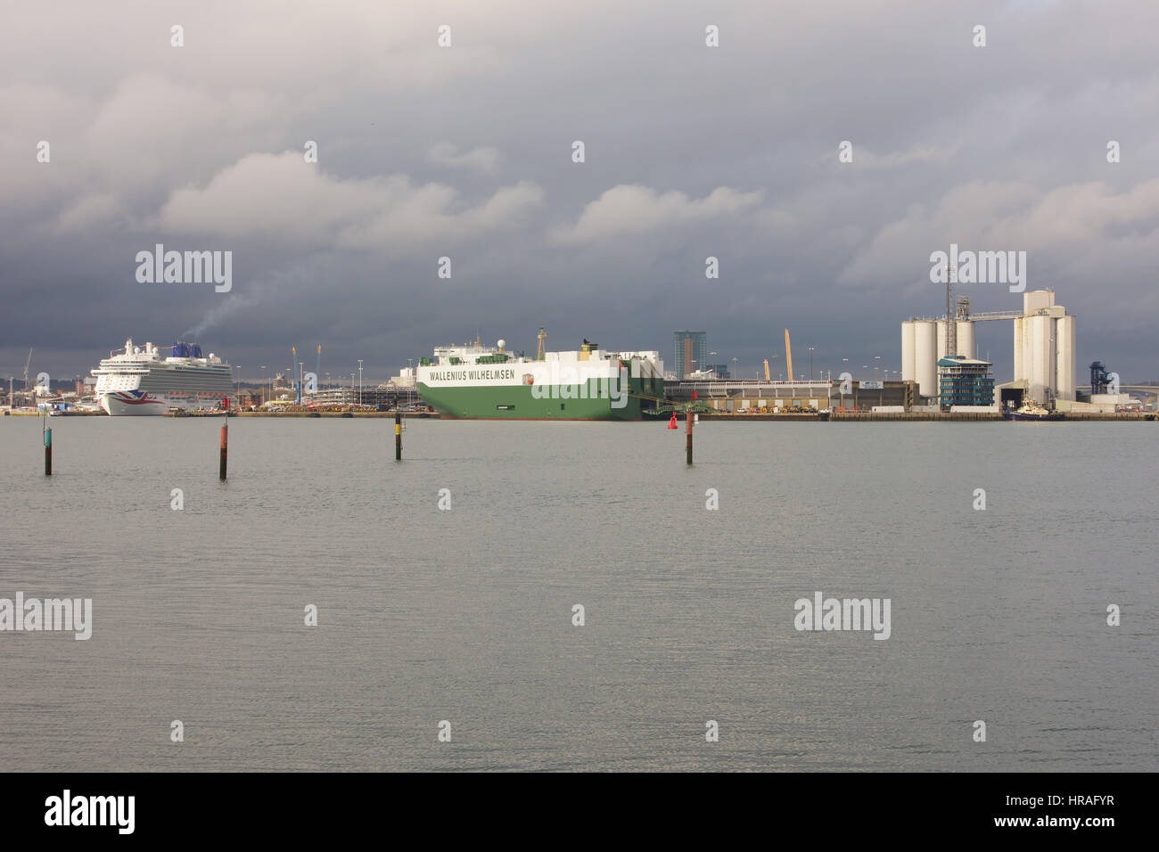 Cruise Liner Brittania and Cargo vessel Tosca with storm clouds in ...