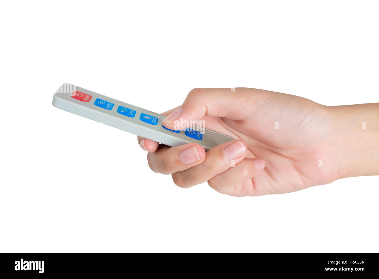 woman hand holding remote control, isolated on white background Stock ...