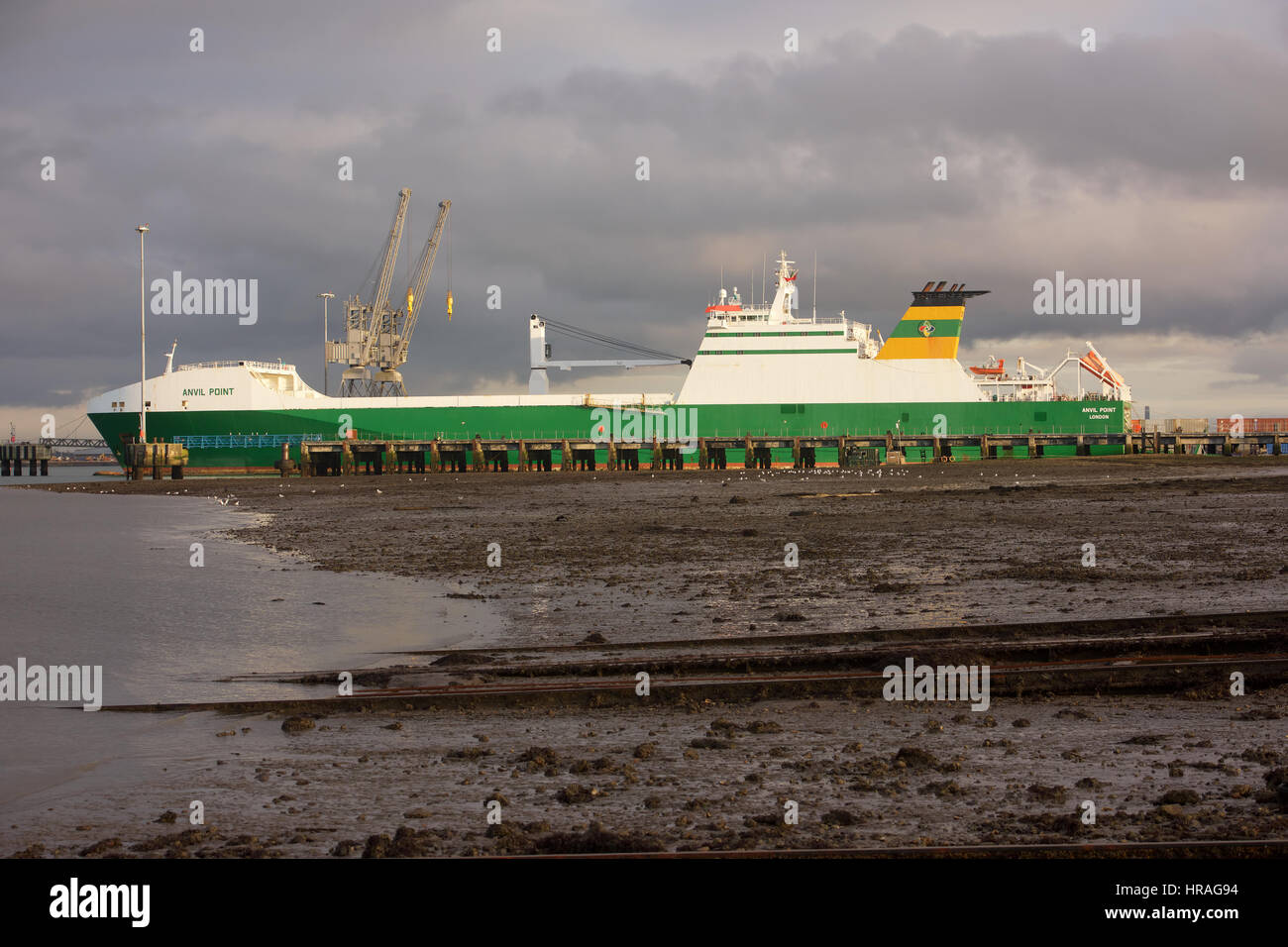 Cargo vessel "Anvil Point" in Southampton Water, Hampshire, England ...