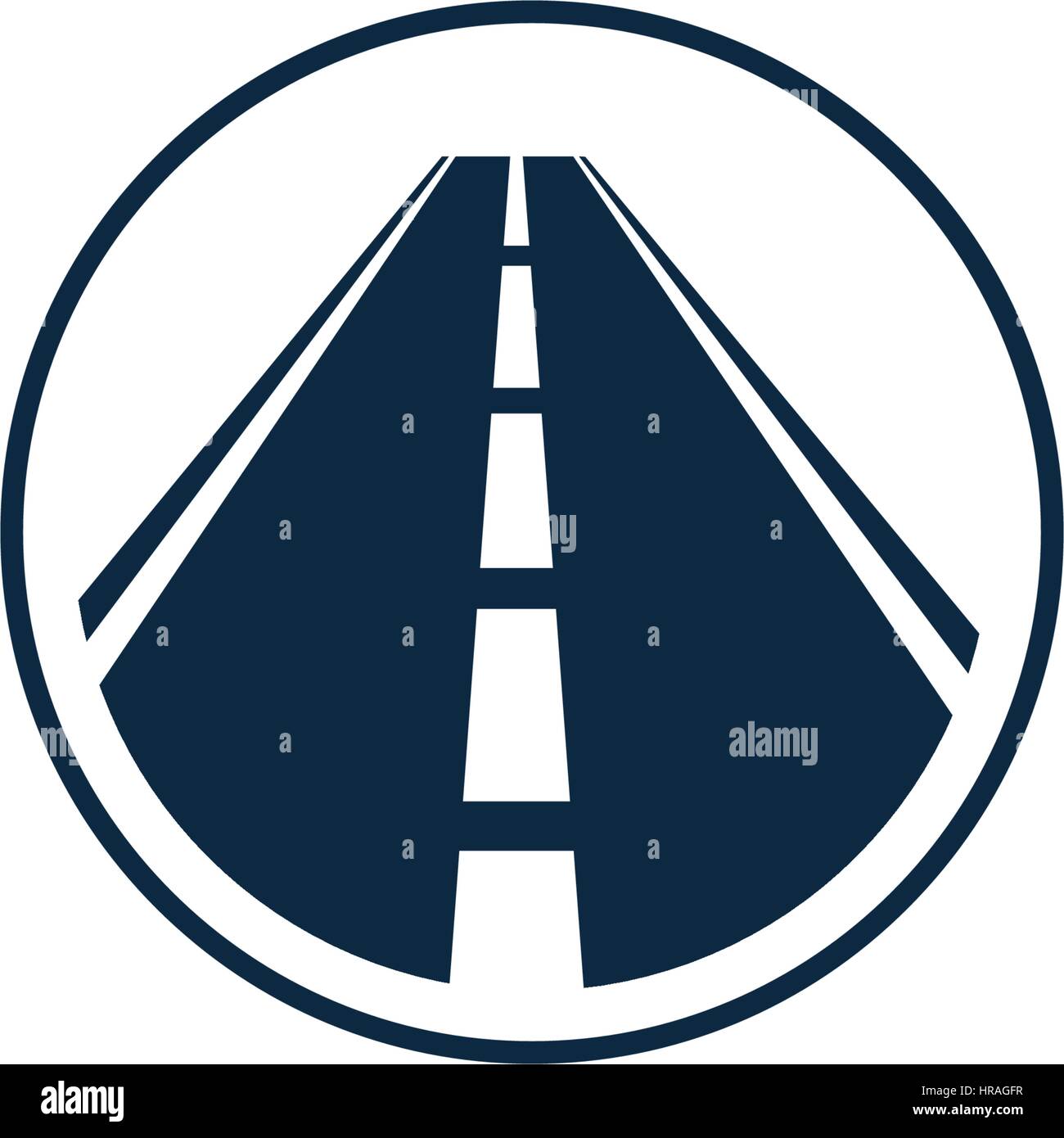 Isolated abstract highway element in circle logo, round shape logotype ...