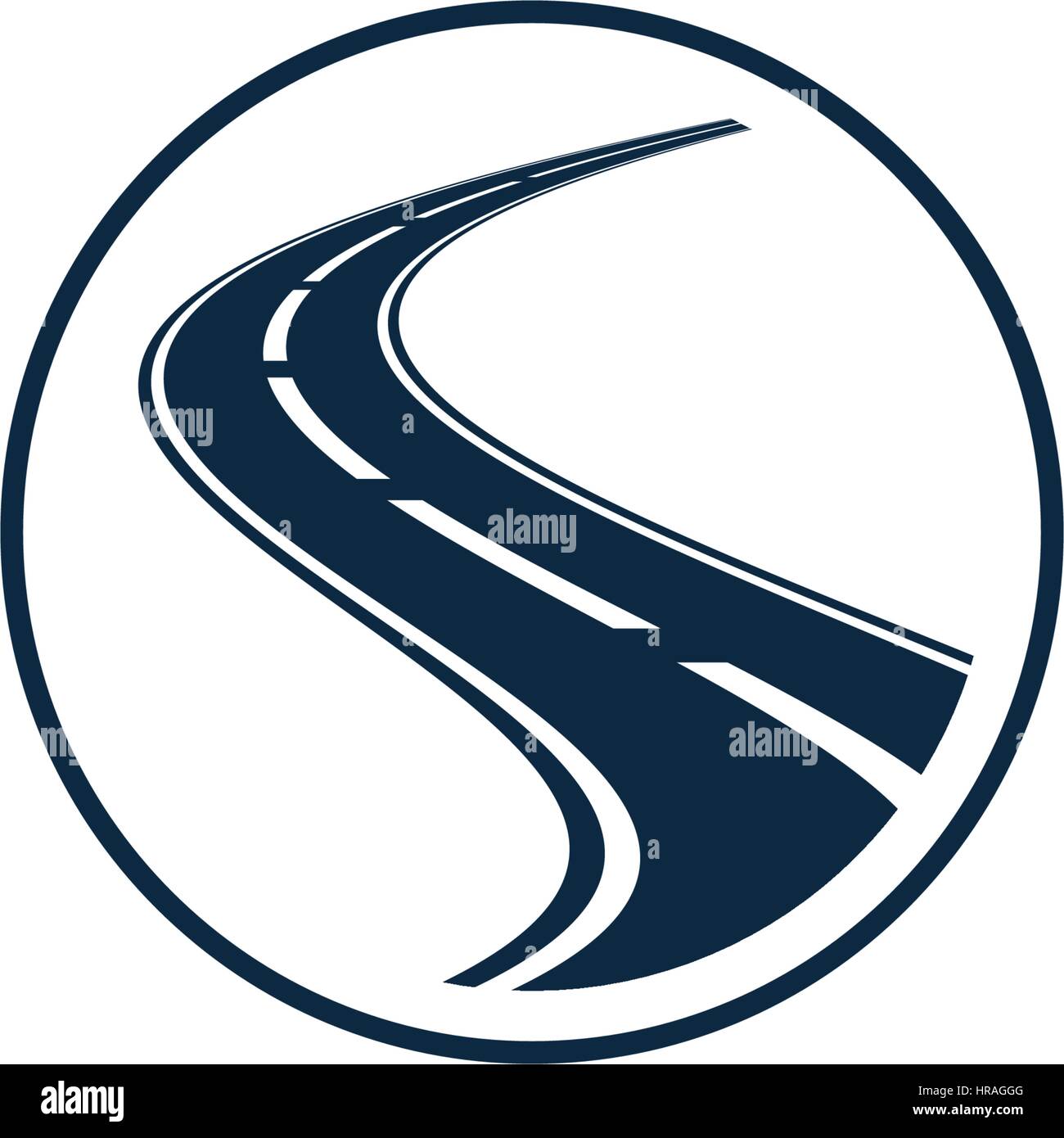 Isolated abstract highway element in circle logo, round shape logotype ...