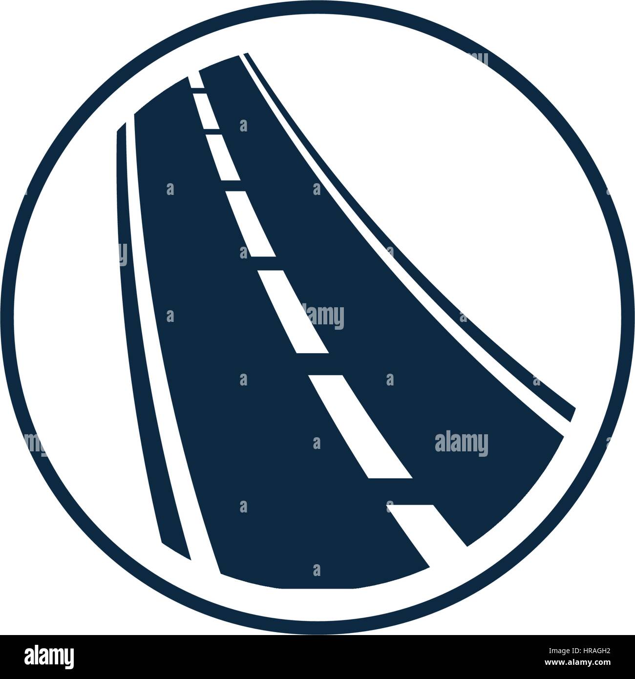 Isolated abstract highway element in circle logo, round shape logotype ...