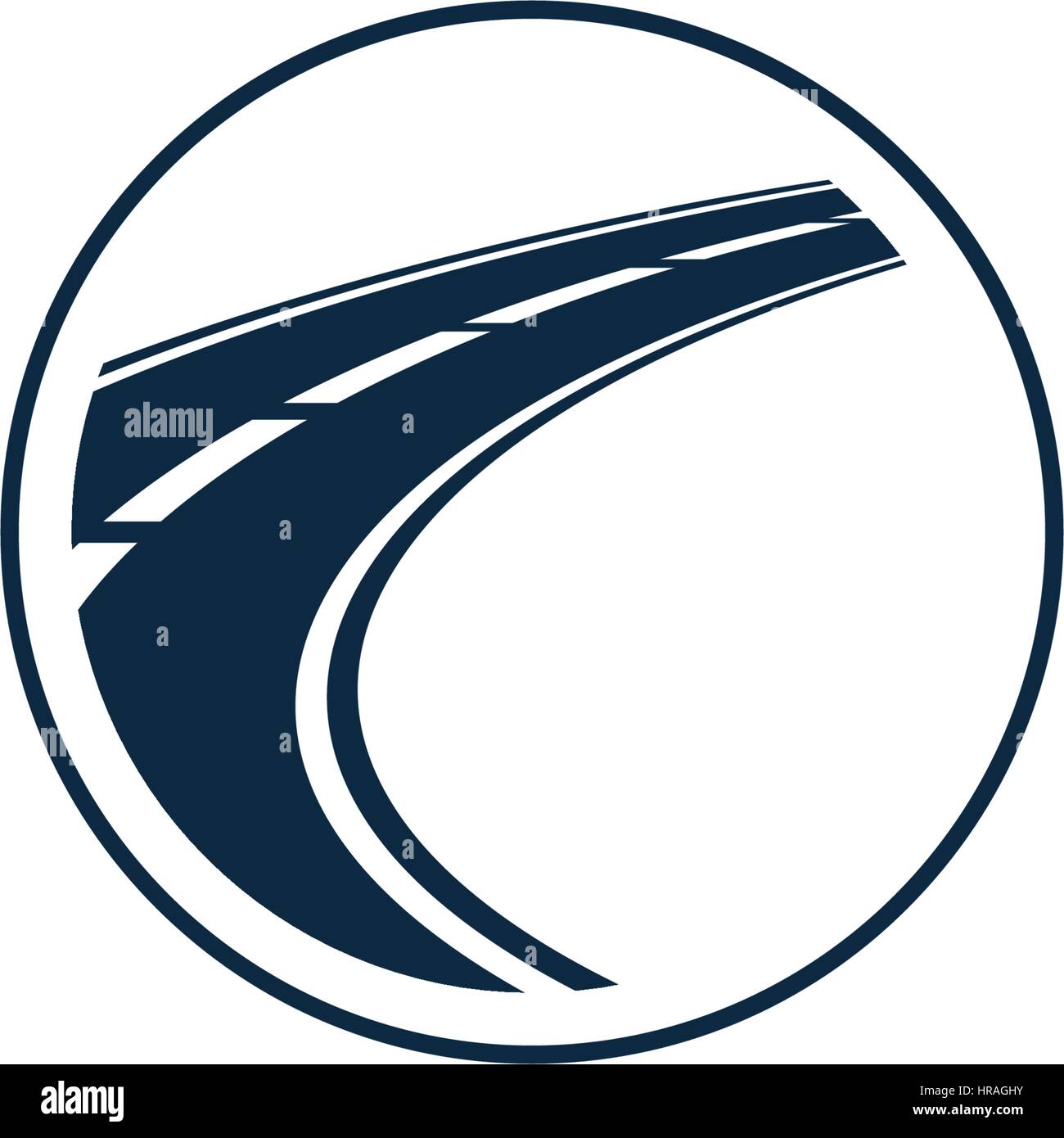 Isolated abstract highway element in circle logo, round shape logotype ...