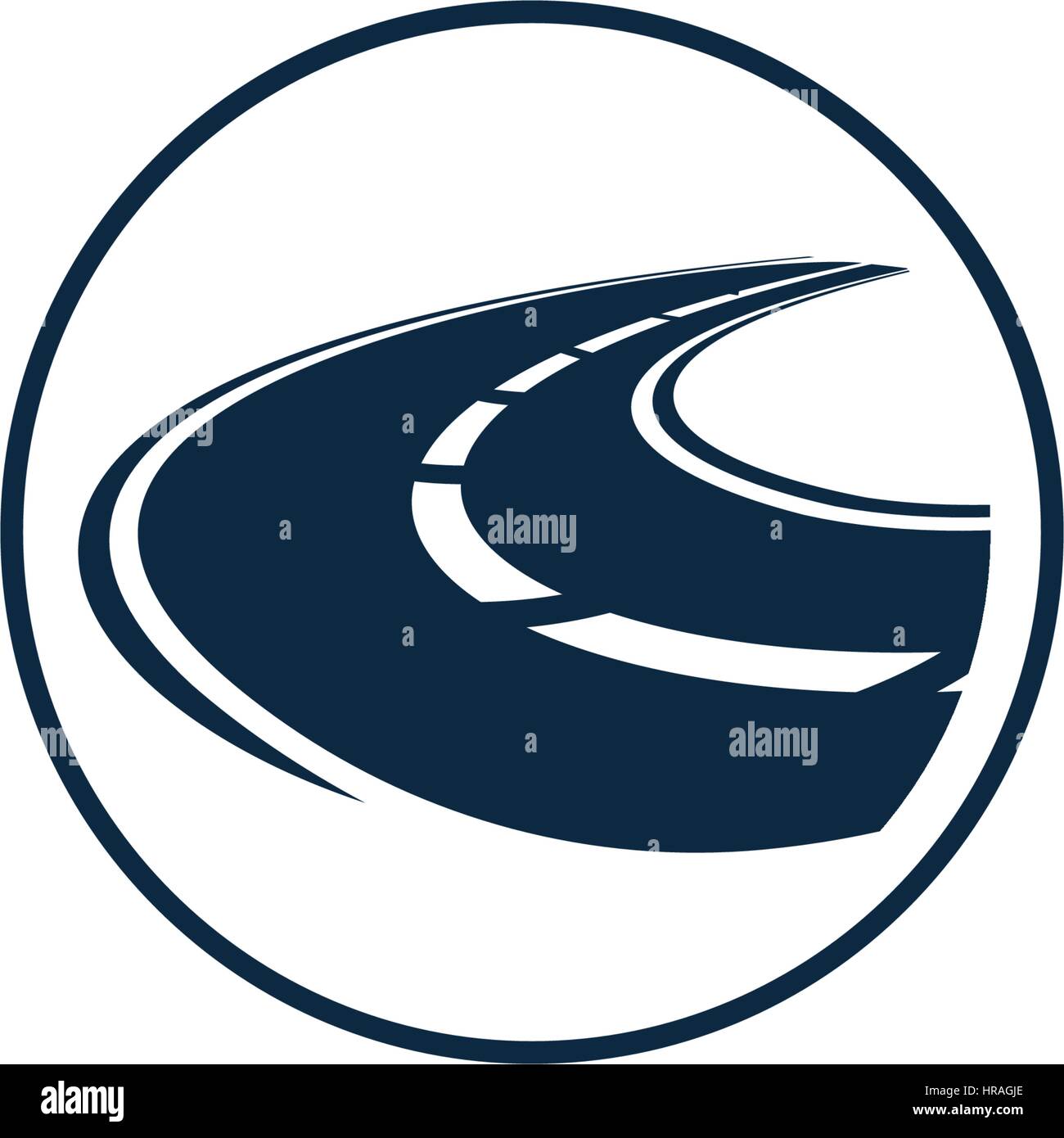 Isolated abstract highway element in circle logo, round shape logotype ...