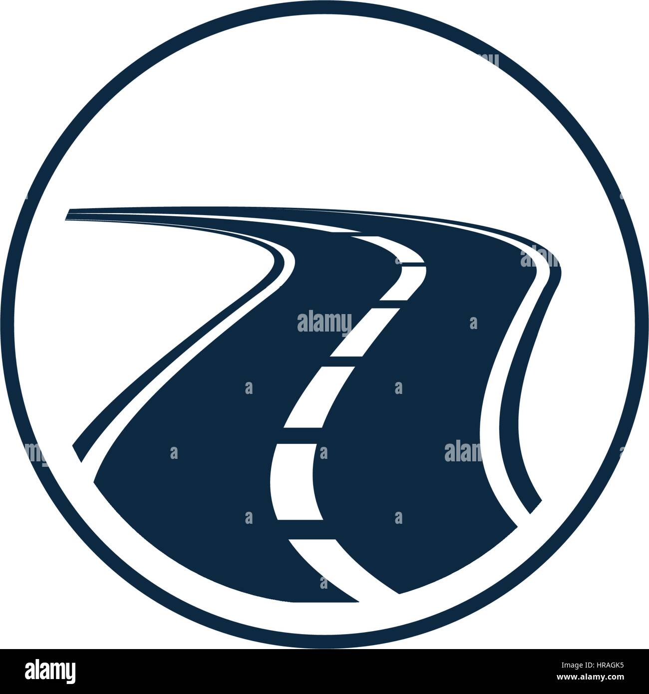 Isolated abstract highway element in circle logo, round shape logotype ...