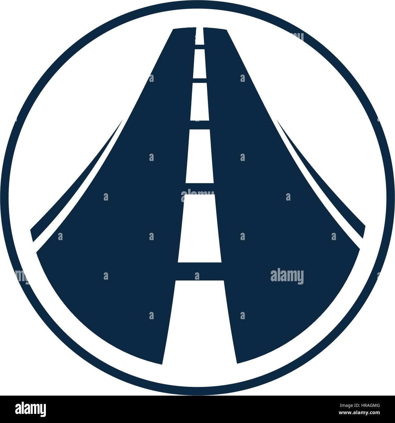 Isolated abstract highway element in circle logo, round shape logotype ...