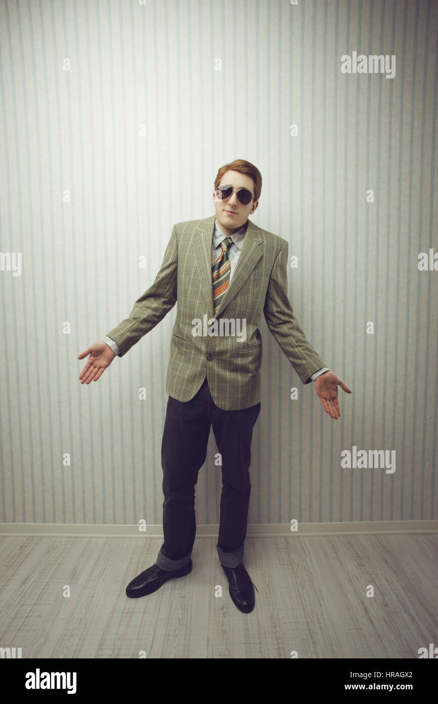 businessman old style, with open arms Stock Photo - Alamy