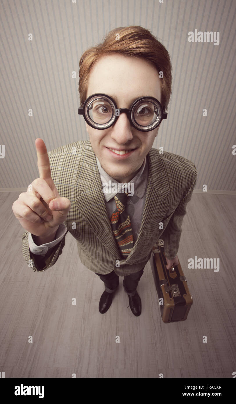 Nerdy old style salesman portrait Stock Photo - Alamy