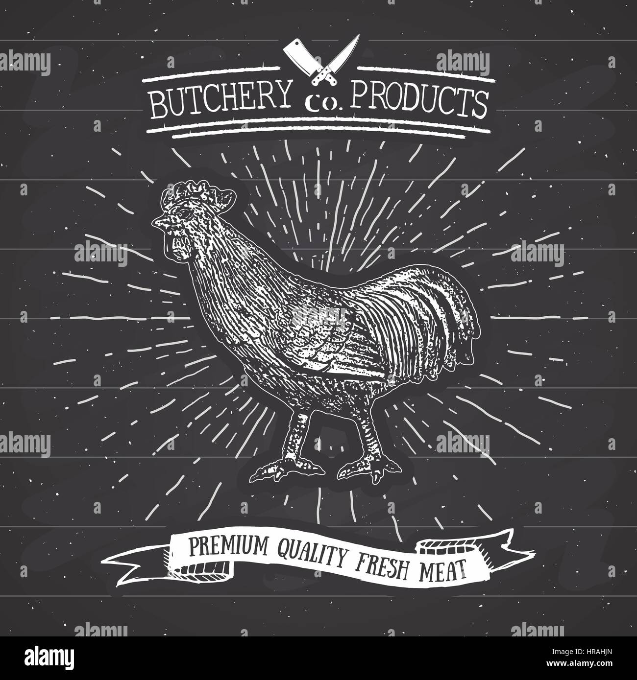 Butcher Shop vintage emblem rooster meat products, butchery Logo ...