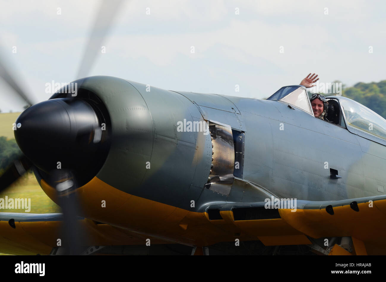 Richard Grace taxiing a Hawker Fury at the Flying Legends Air Show at ...