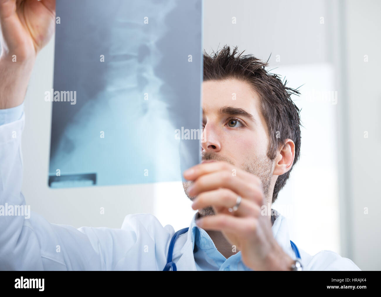 Professional radiologist examining an X-ray image of human spine Stock ...