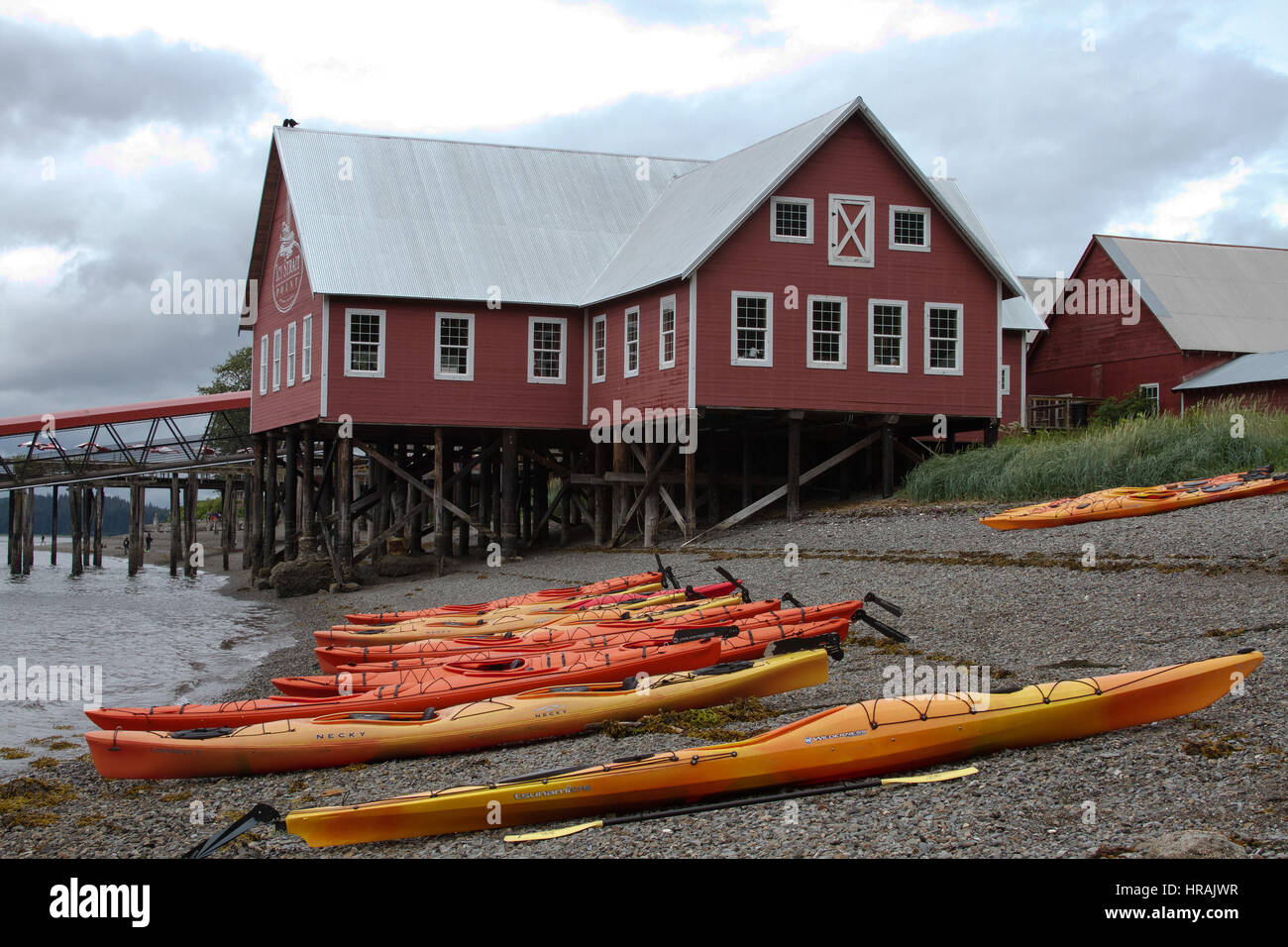 Alaskan architecture withh vivid colors Stock Photo - Alamy