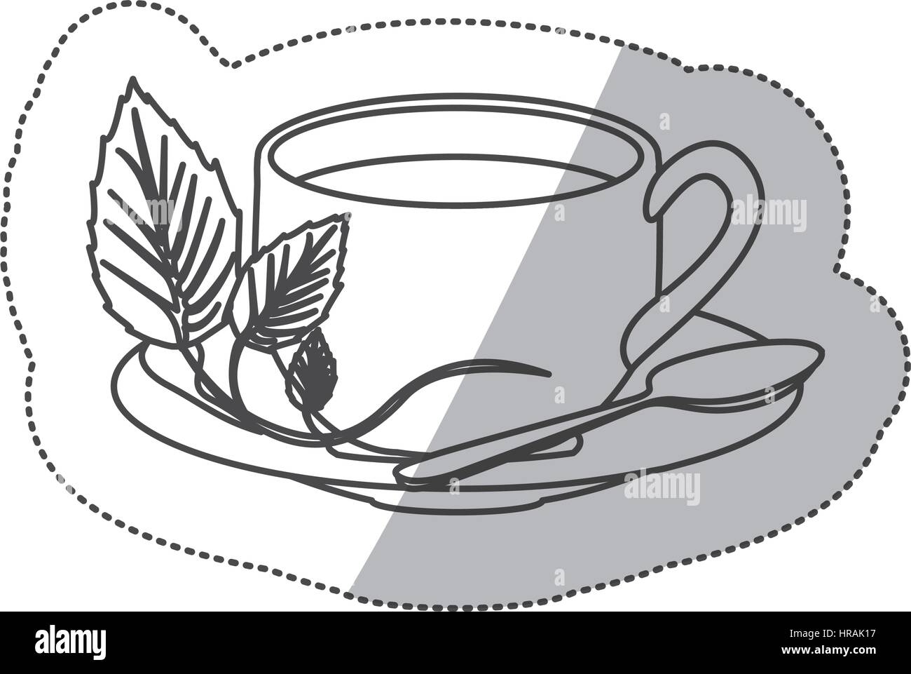 sticker grayscale contour of hot cup of tea Stock Vector Image & Art ...