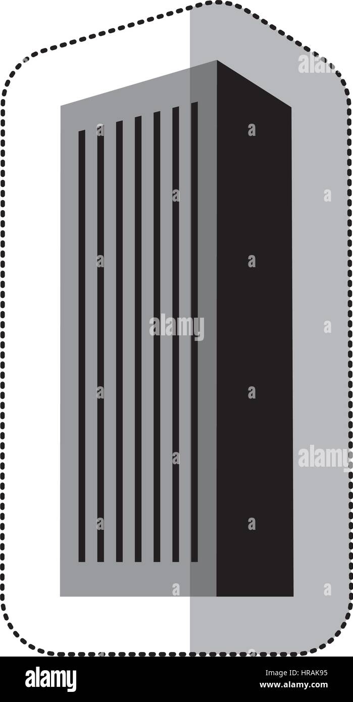 silhouette monochrome sticker with office building Stock Vector Image ...