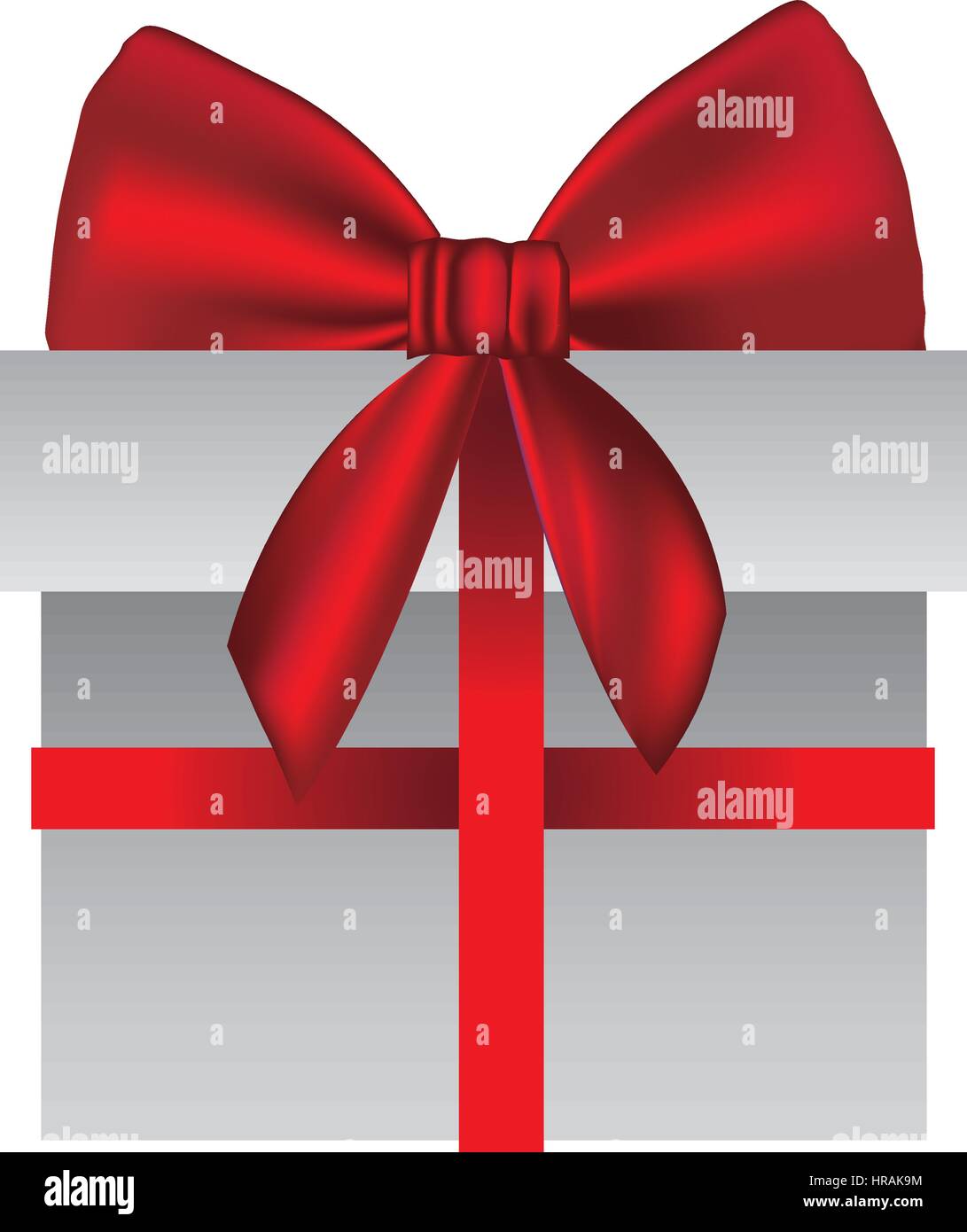 gray gift box with red ribbon Stock Vector Image & Art - Alamy