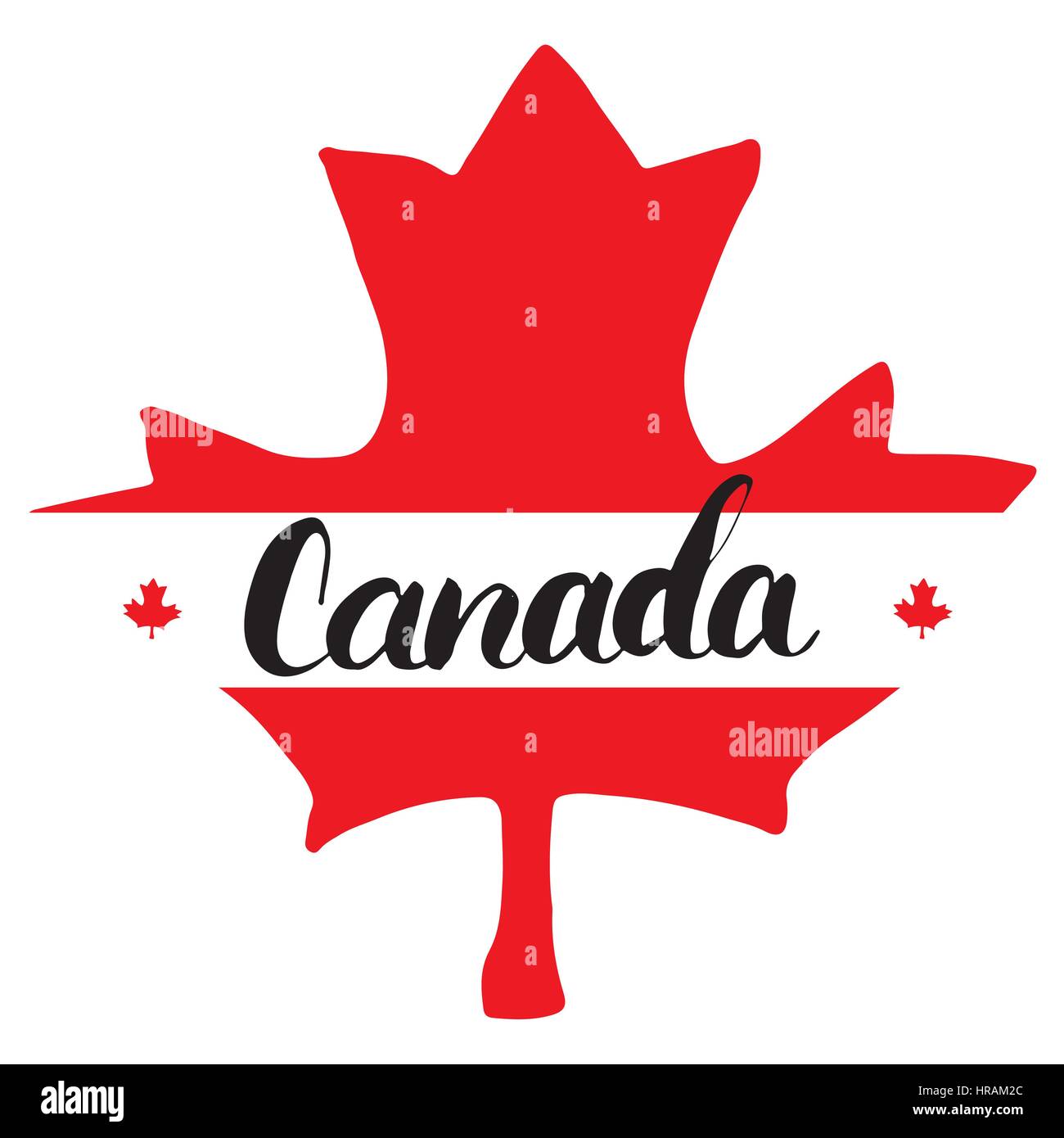 Canada Hand drawn Maple leaf with calligraphy lettering vector ...