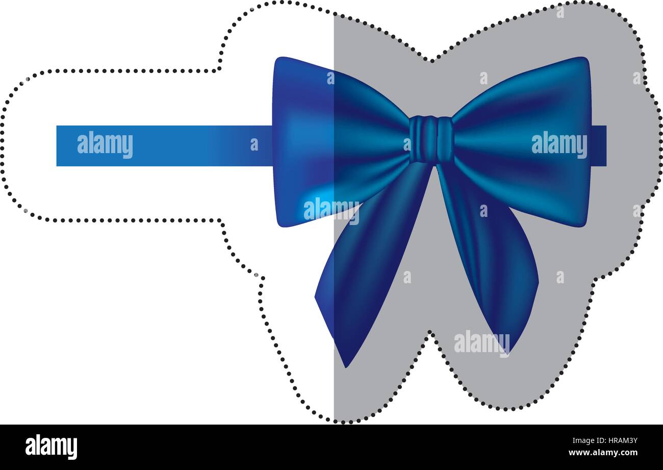 sticker satin blue ribbon and bow wrapping Stock Vector Image & Art - Alamy