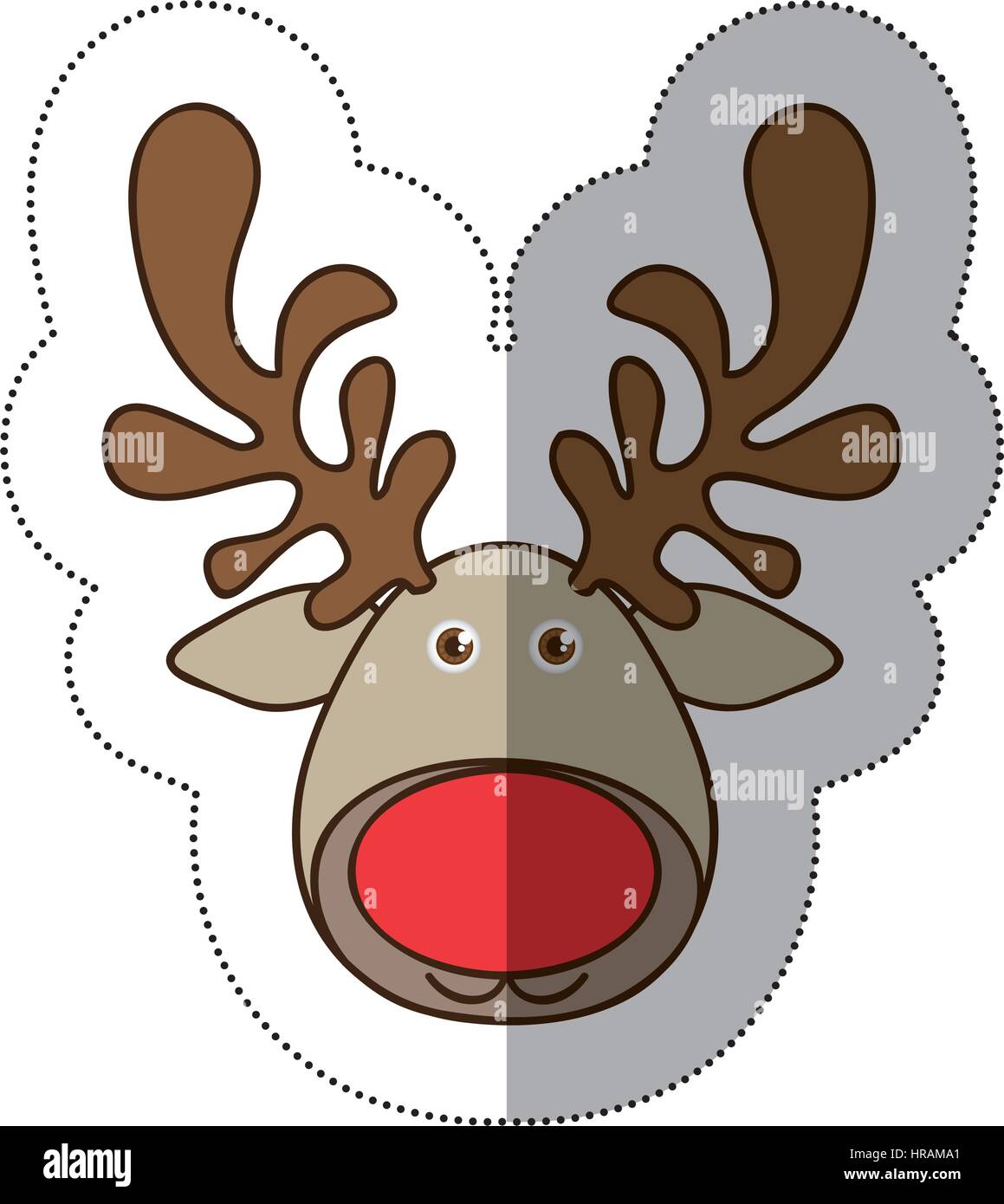sticker colorful cartoon funny face reindeer animal Stock Vector Image ...