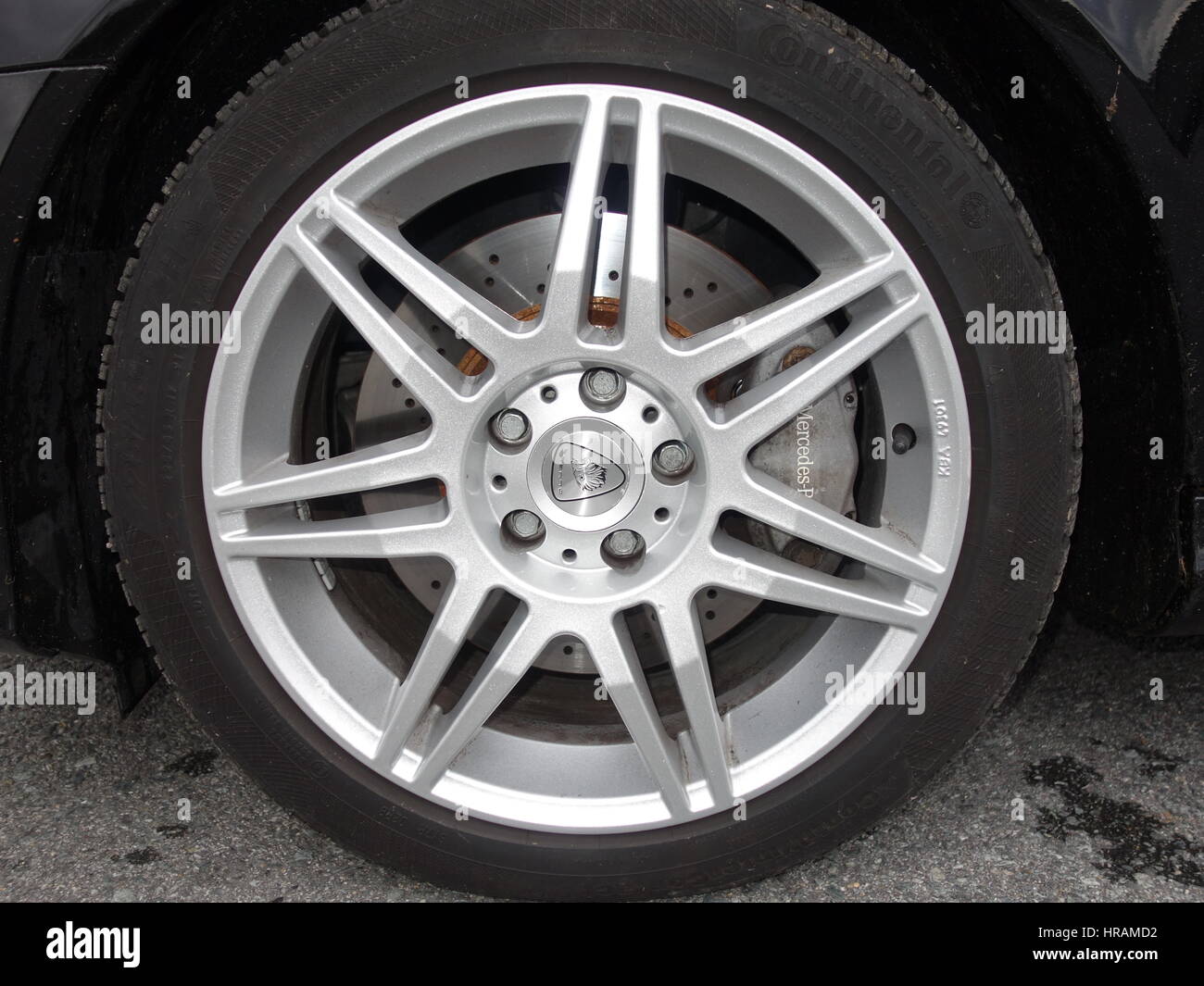 Alloy wheels with tires mounted on. Close-up photo of profile model ...