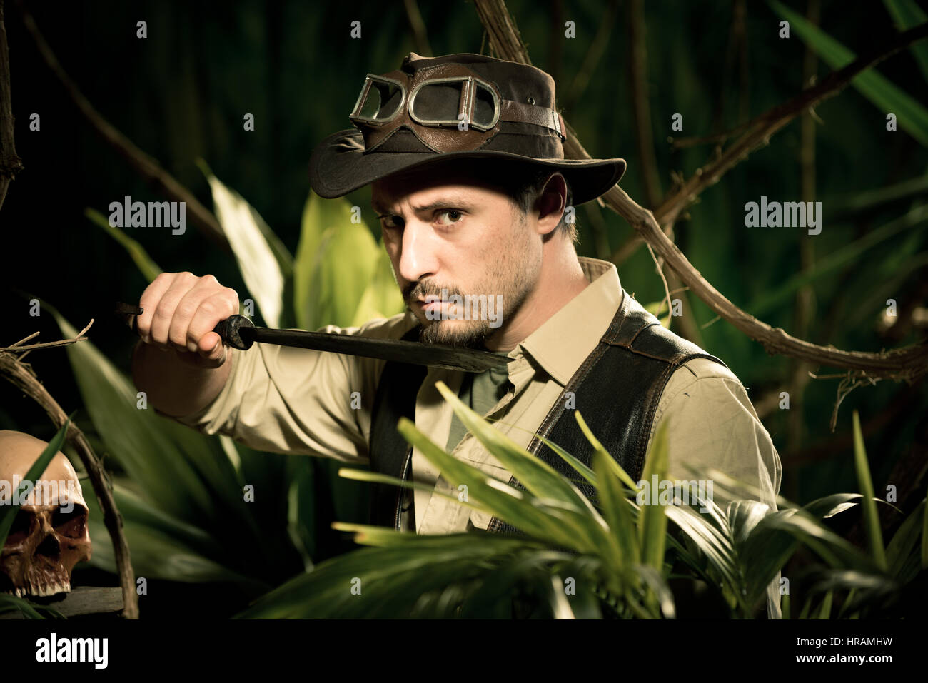 Explorer machete in jungle hi-res stock photography and images - Alamy