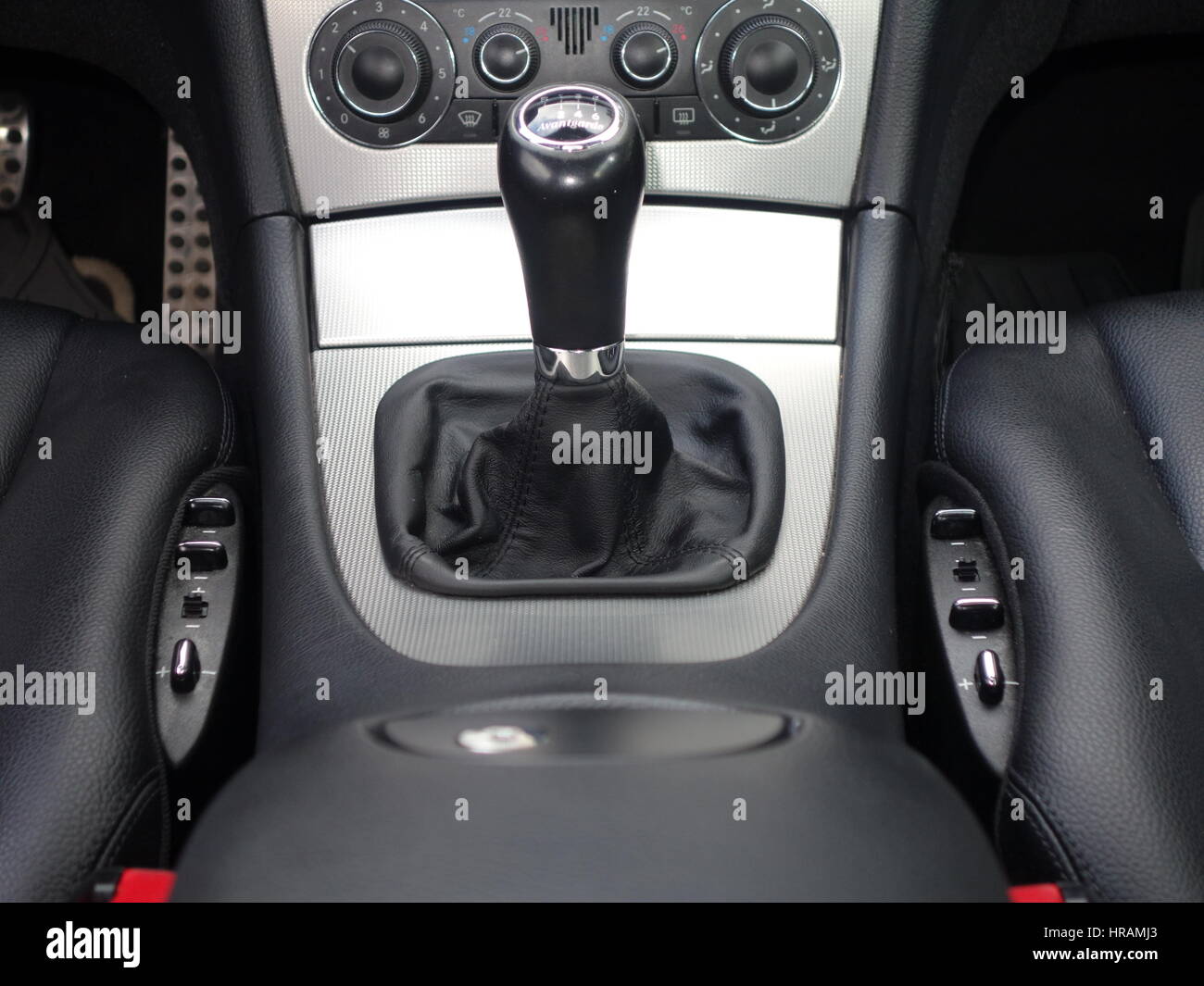 Inside car dashboard view.Detailed close-up photo of manual ...