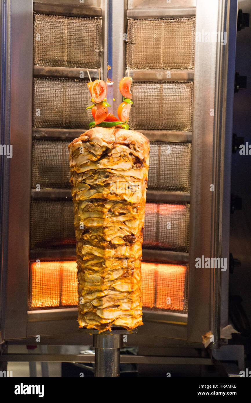 Traditional Turkish Doner Kebab on pole Stock Photo - Alamy