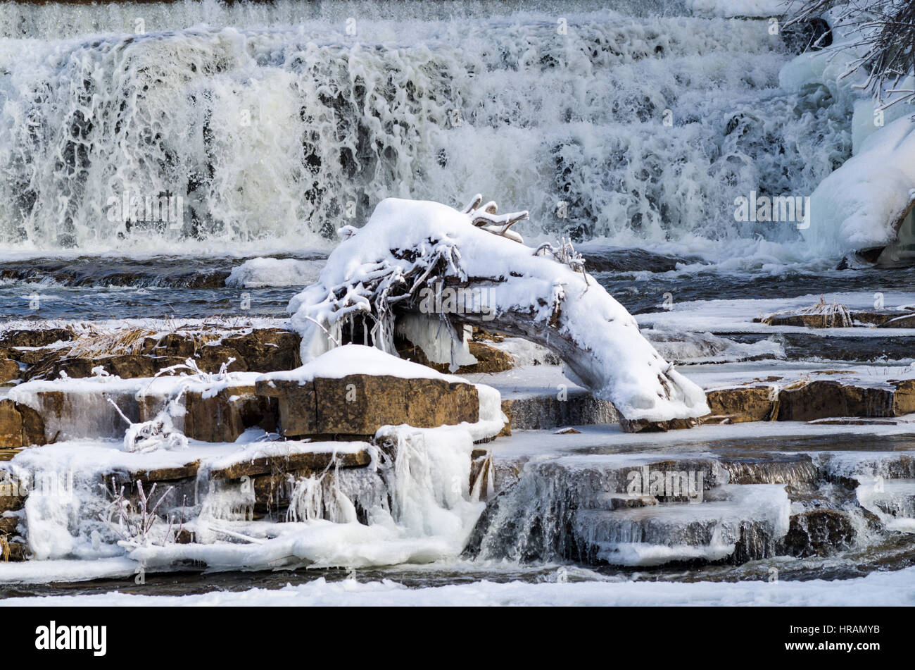 Water falls in winter Stock Photo - Alamy
