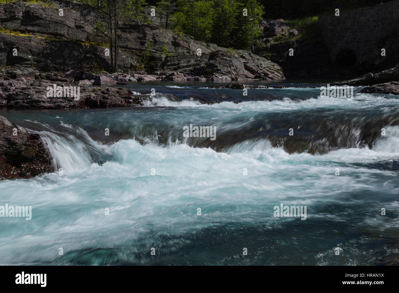 Cascade at Red Rocks Point in Glacier National Park, MT, USA Stock ...