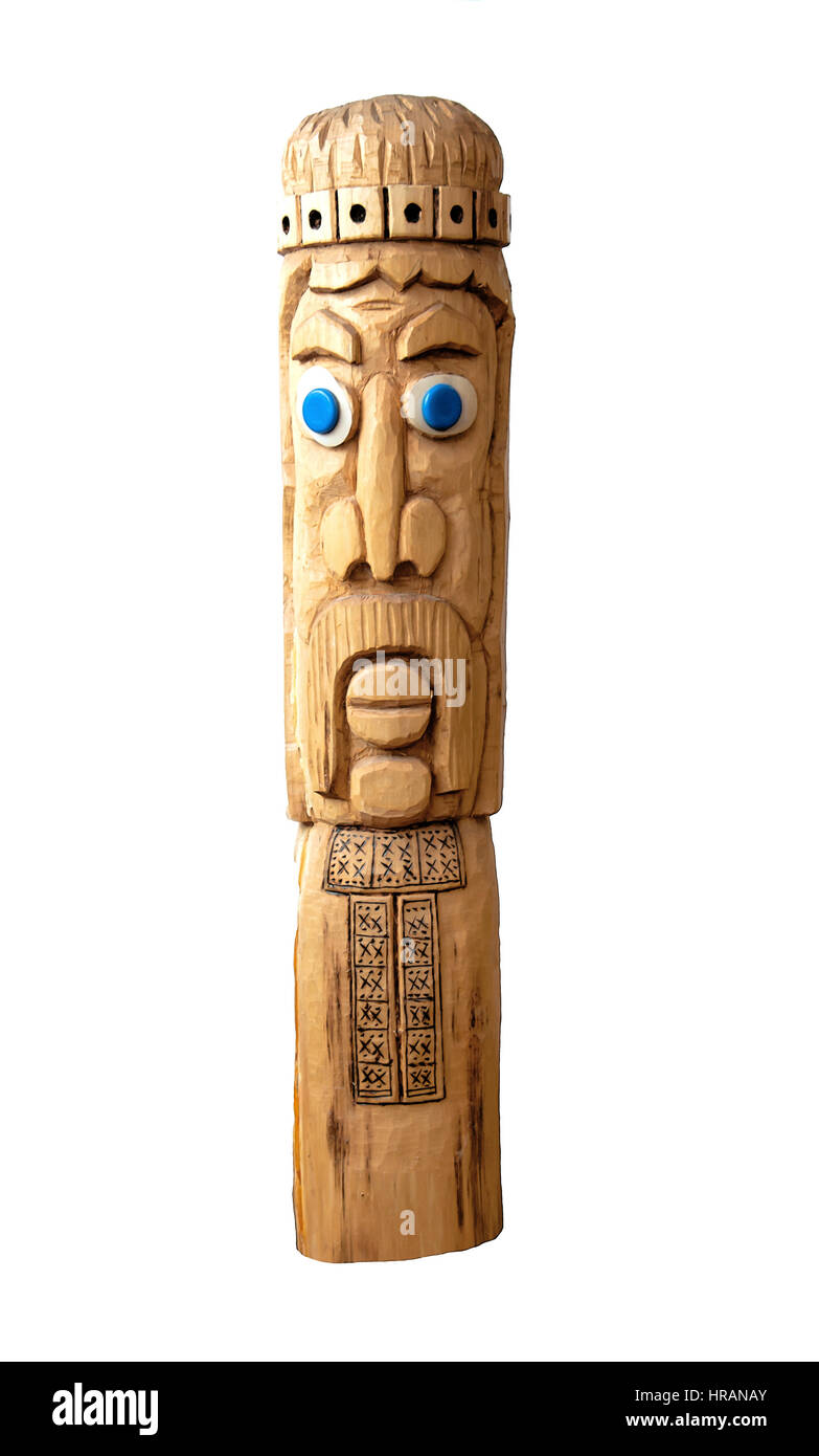 wooden idol Perun isolated on white Stock Photo - Alamy
