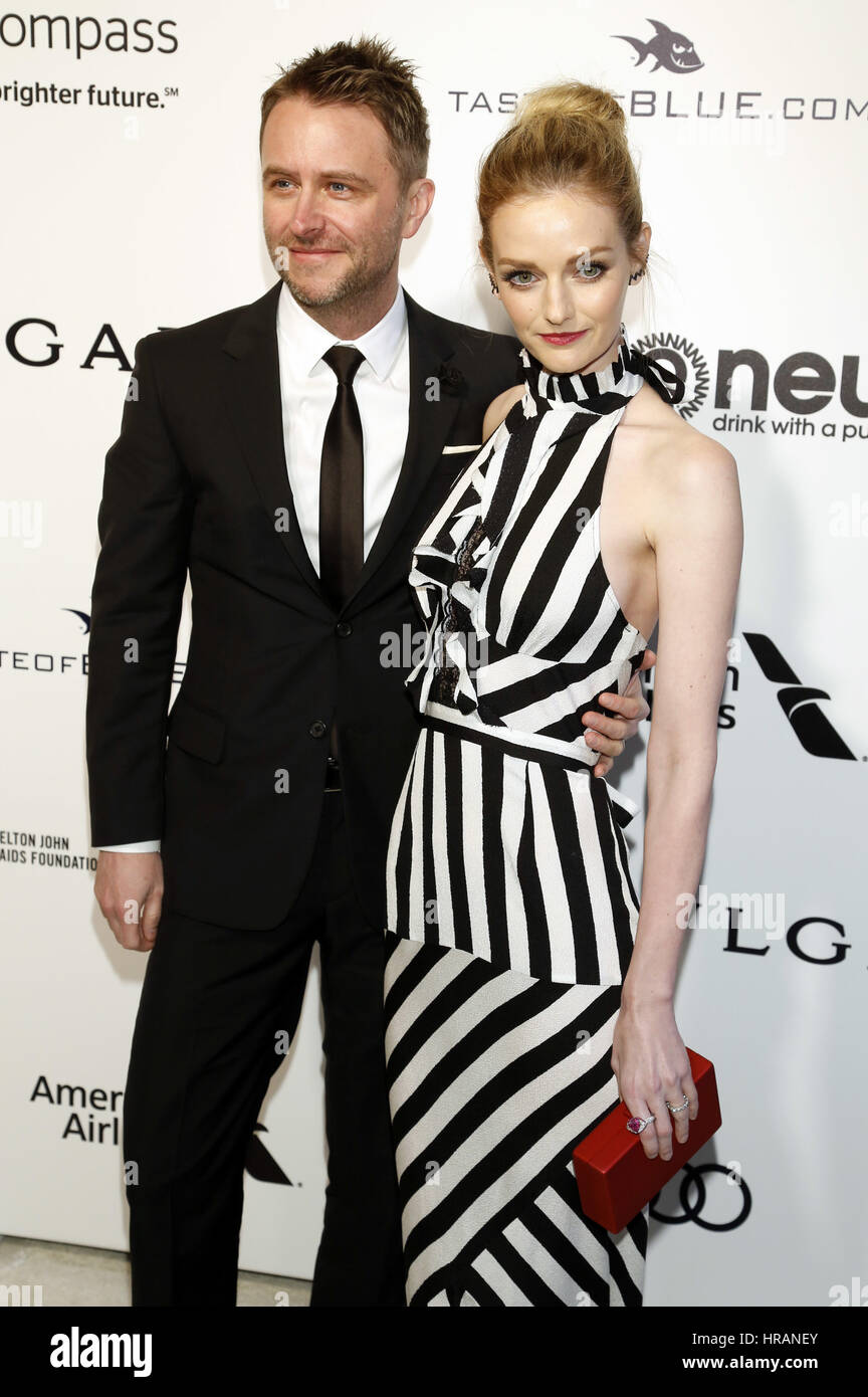 West Hollywood, California. 26th Feb, 2017. Chris Hardwick and his wife ...