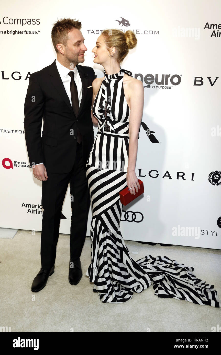 West Hollywood, California. 26th Feb, 2017. Chris Hardwick and his wife ...