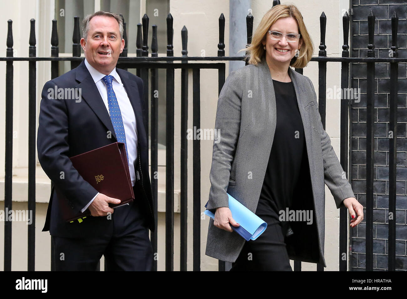 Home secretary amber rudd arrives in downing street hi-res stock ...